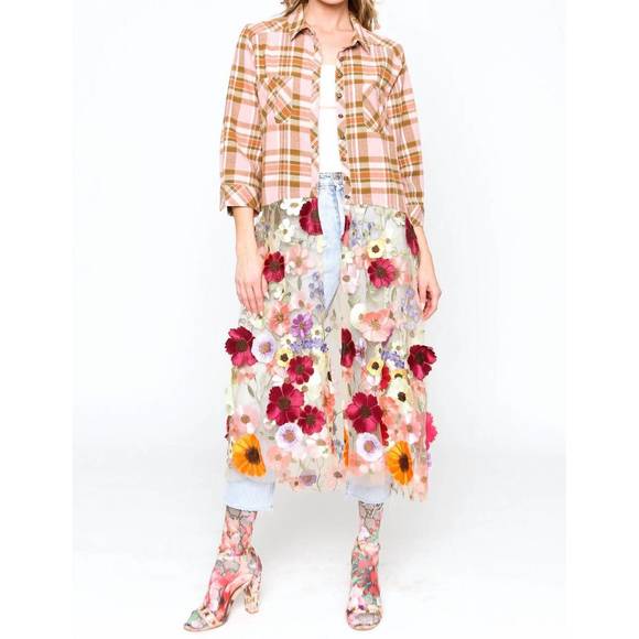 Aratta | Tops | New Aratta Gaia Maxi Shirt In Roseolive Combo | Poshmark